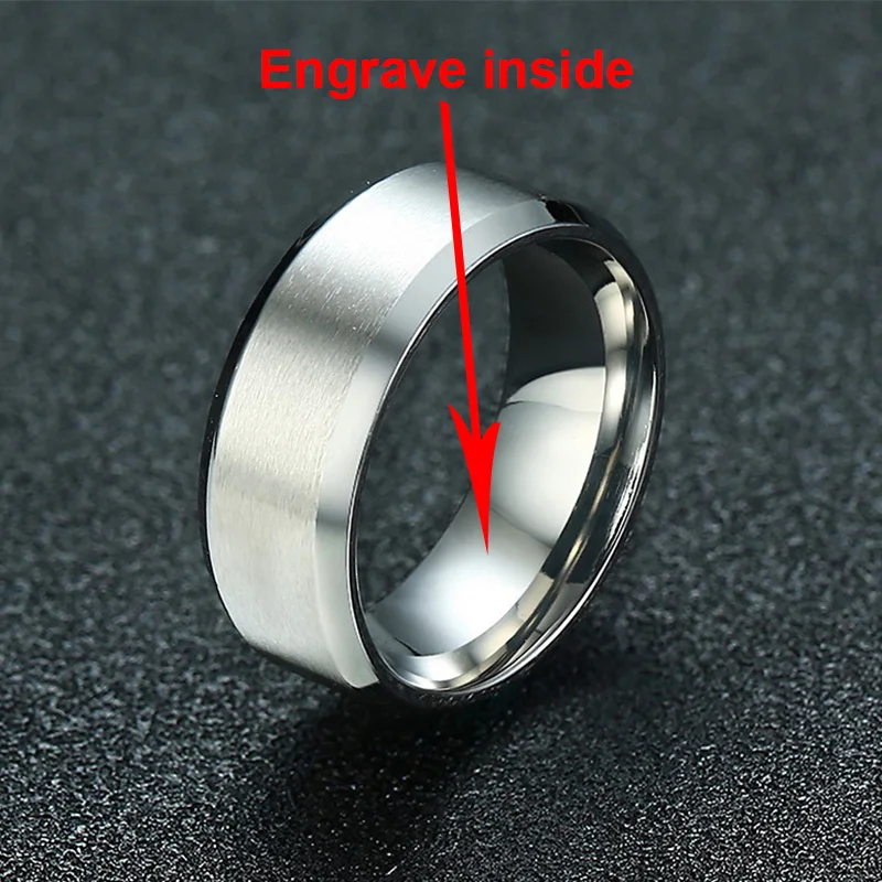 Personalized Stainless Steel Beveled Edge Ring | Jewelry Addicts
