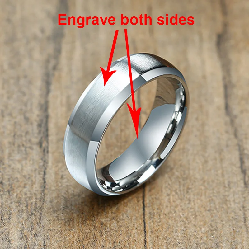 Personalized Stainless Steel Beveled Edge Ring | Jewelry Addicts