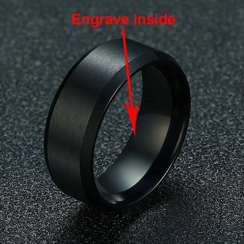 Personalized Stainless Steel Beveled Edge Ring | Jewelry Addicts