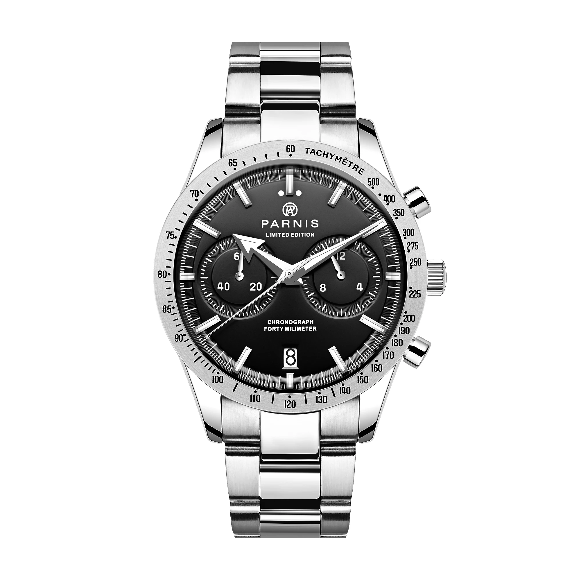 Parnis Red Dial Quartz Chronograph Watch | Jewelry Addicts