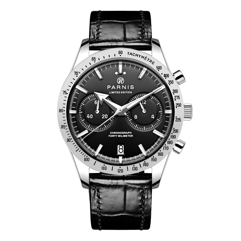 Parnis Red Dial Quartz Chronograph Watch | Jewelry Addicts