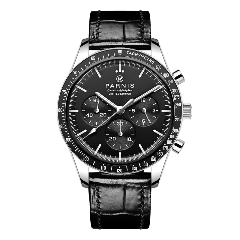 Parnis Red Dial Quartz Chronograph Watch | Jewelry Addicts