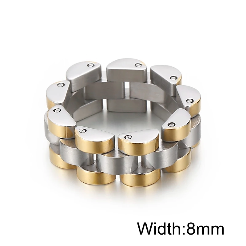 8mm Stainless Steel Watch Chain Rings | Jewelry Addicts